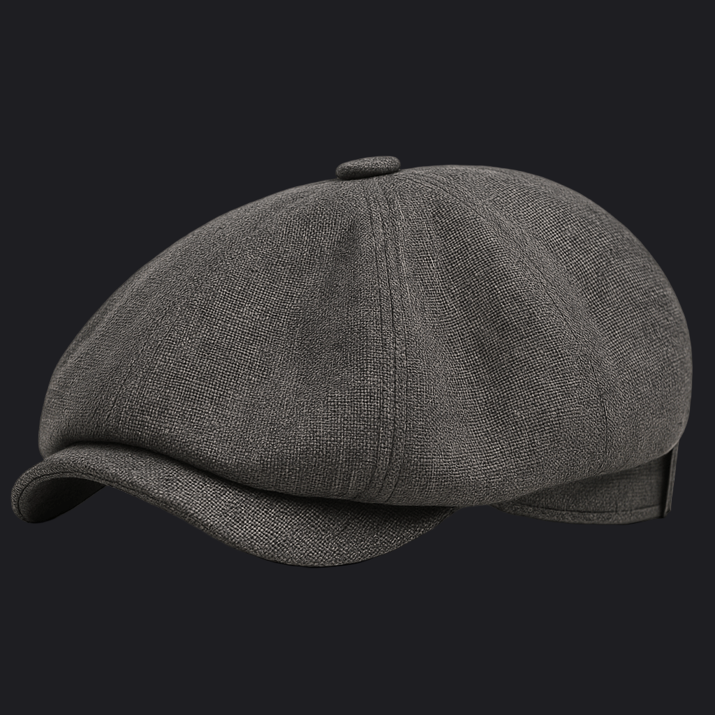Belfast Crown Irish Flat Cap – Charcoal Grey Linen Flat Cap for Men ...