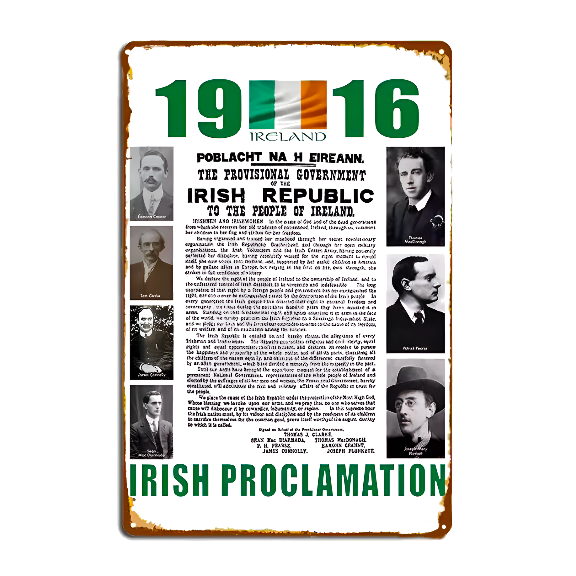 Irish Proclamation 1916 Metal Sign – Easter Rising Wall Art Gift ...